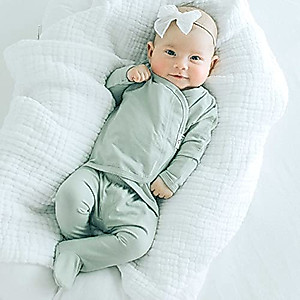 Bonsie Skin to Skin Babywear Footie - Green Baby Footed Bodysuit - Avocado (0-3 Months)