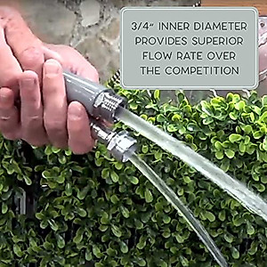 Bernini XL Metal Garden Hose 50 Ft 3/4" Super Flexible High Flow Garden Hose, No Kink Puncture Resistant 304 Stainless Steel Hose With Adjustable Fireman Spray Nozzle & Patented Power Couplers