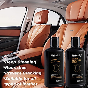 NATRUTH Leather Care Kit with Sponges, Leather Cleaner and Leather Conditioner, Leather Furniture Cleaner for Leather Sofas Car Seats, All Leather Items