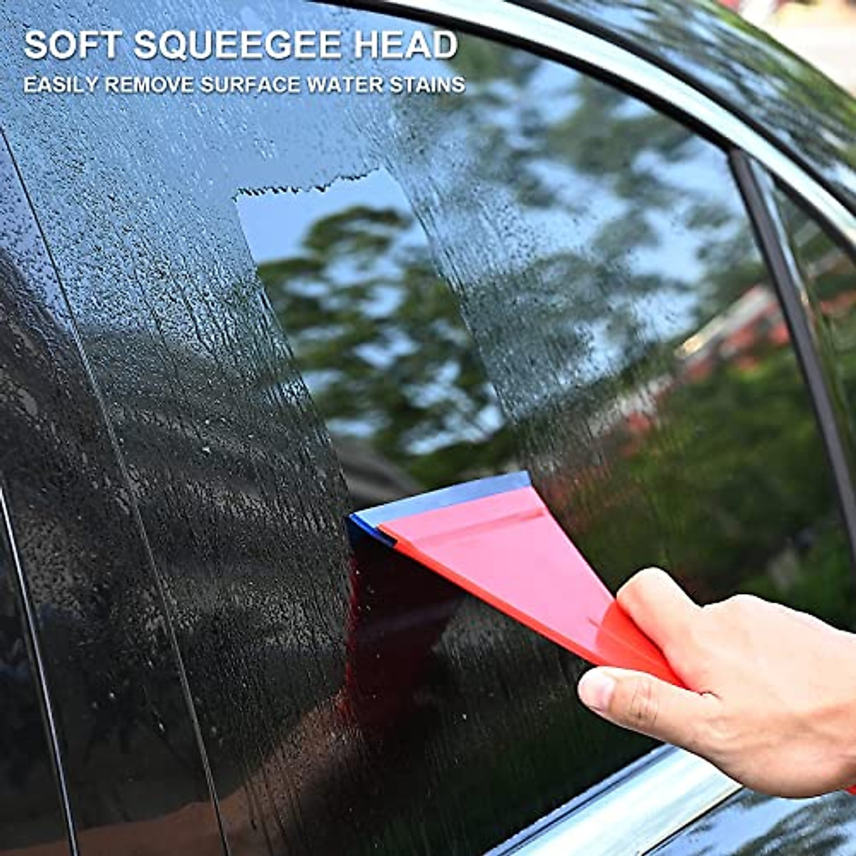 NEWISHTOOL Window Tint Tools 2 PCS Slammer Handle Squeegee with 6.3" Insert Rubber Blade for All Side Door Windows and Back Windshield, Ultra Slim Foot for PPF Film Installation & Water Removal