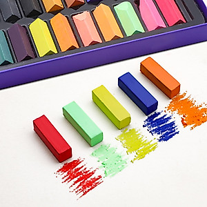 Artecho 66pcs Soft Pastels, 64 Colors Including 4 Fluorescent Colors, Extra Free Black & White, Square Chalk for Drawing, Blending, Layering, Shading, Pastels Art Supplies