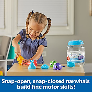 Learning Resources Snap-n-Learn Narwhals & Friends, 15 Pieces, Ages 18 Months+, Baby and Toddler Toys, Educational Toys, Color and Shape Recognition, Fine Motor Skills