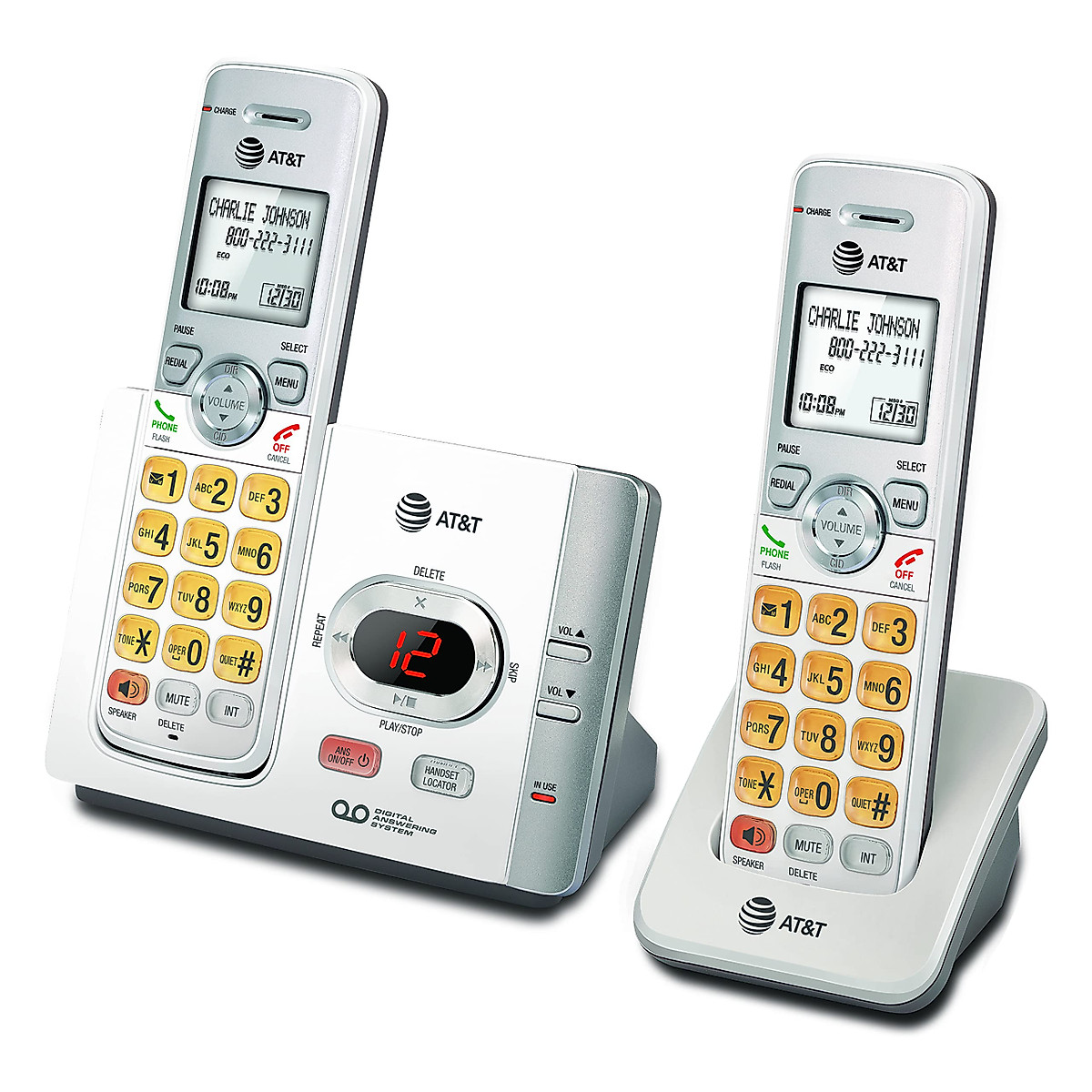 AT&T 2 Handsets Cordless Phone Expandable with Answering System and Caller ID, EL52245
