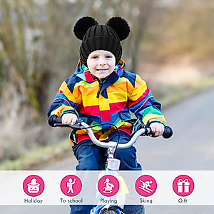 Simplicity Winter Hat with Pom Pom for Boys Warm Kids Beanie for Baby Boys Cozy Beanie Cap Toddler Hats, Black