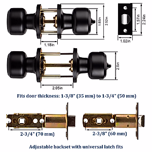 GRAUERHUND 10 Pack Matte Black Door Knobs Privacy Interior Lock Passage Bedroom Bathroom Keyless Doorknob Door Handle Lockset Hardware and Instruction Included