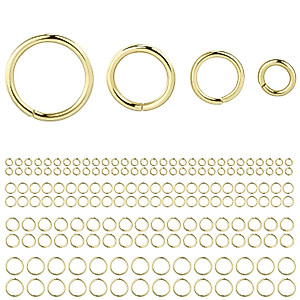 Alexcraft 14k Gold Plated Jump Rings 900PCS 4/6/8/10 mm Gold Jump Rings Strong Gold Open Jump Rings Bulk for Necklace Bracelet Earrings Jewelry Making