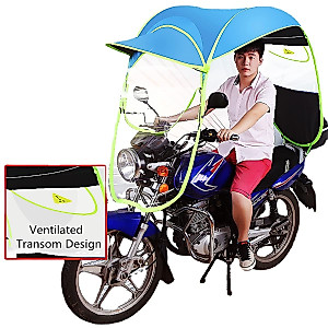 YUANXIN Motorcycle Awning Canopy E-Bike Carport Awning Canopy Storage Battery Car Motorcycle Rain Shelter Transparent Umbrella Carport (Blue)