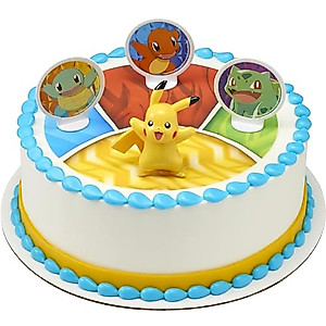 DecoSet® Pokemon Light Up Pikachu Cake Topper, 4 - Piece Decoration Set, Birthday Decorations For All Size and Shape Cakes