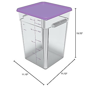 Carlisle FoodService Products Squares Square Food Storage Container with Stackable Design for Catering, Buffets, Restaurants, Polycarbonate (Pc), 22 Quarts, Clear