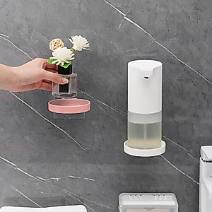 XIAHIOPT Practical Wall Mounted Rack Round Hand Soap Dispenser Tray Self Adhesive Holder Bathroom Organization Tool