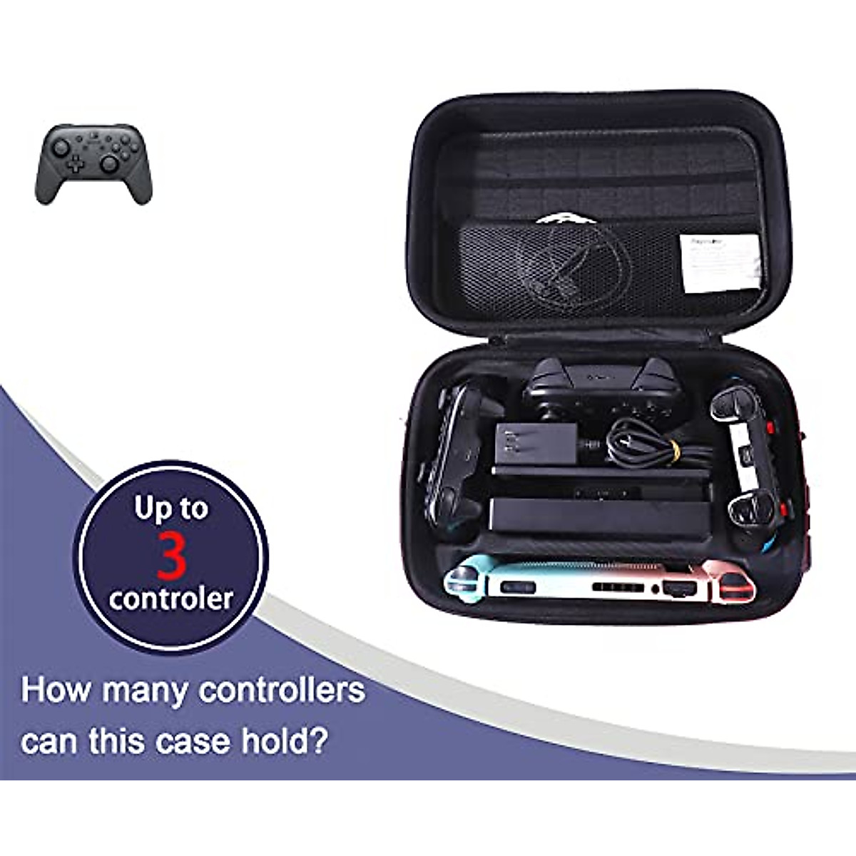 Magictodoor Locking Carrying Case for Nintendo Switch / Switch OLED Protective Hardshell Messenger Bag for Console, 2 Pro Controller, Dock, AC Adapter Cable & Accessories
