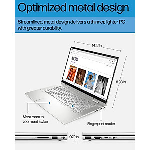 HP 2023 ENVY X360 15.6" FHD IPS Touch 2-in-1 Laptop Intel 12-Core i7-1260P Iris Xe Graphics 32GB DDR4 1TB NVMe SSD HDMI2.1 Thunderbolt 4 WIFI AX BT Backlit KB Fingerprint Windows 11 Pro w/RE USB