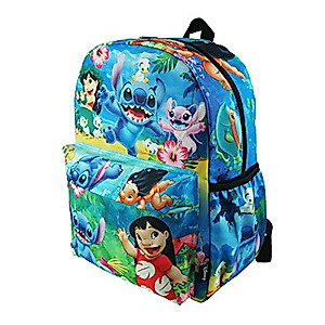 Lilo And Stitch Deluxe Oversize Print Large 16" Backpack with Laptop Compartment - A19563 Multi-color