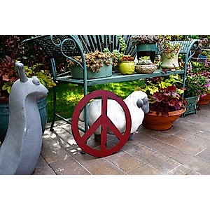 Rainbow Handcrafts Hanging Vintage Metal Peace Sign Wall Art Decoration Front Door Porch Yard Decorative Wreaths Rustic Hippie Plaque Home Décor