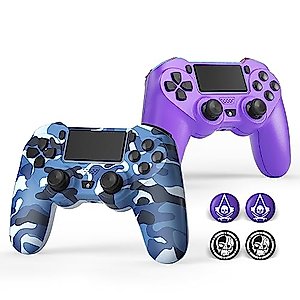 ASLDPUO 2 Pack Wireless Controller Compatible with Playstation 4/Slim/Pro/PS4，with Double Shock/Stereo Headset Jack/Touch Pad/Six-axis Motion Control