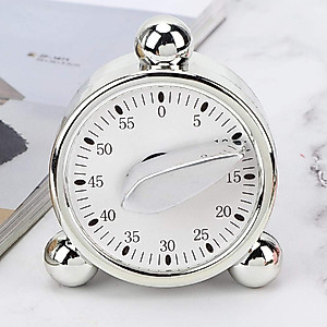 Baking Timer Mechanical Cooking Reminder 60 Minute Kitchen Timer, Silver