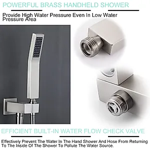 Kruzoo Shower System Rain 12 inches Brass Shower Faucet Set with Handheld Spray Mixer Set High Pressure Square Rainfall Shower Rough-in Valve (cUPC Certified Shower Valve Included) Brushed Nickel