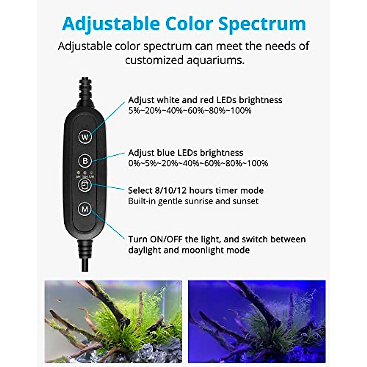 NICREW Full Spectrum Planted LED Aquarium Light, with Timer, for Freshwater Fish Tank, 12-18 Inch, 9 Watts