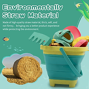 Beach Toys for Kids - Sand Toys Set Includes Collapsible Sand Bucket Shovel and Sand Rake Toys for Beach 12 PCS, Sandbox Toys Sandcastle Building Kit with Waterproof Net (A)