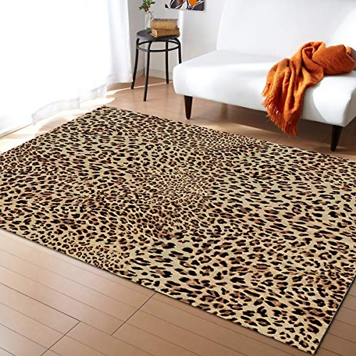 Beauty Decor Non-Skid Backed Area Rugs Soft and Fluffy Indoor Floor Rug Bedroom Carpet, 2' x 3' Space Area Rug - Leopard