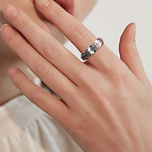 EVBEA Anxiety Ring For Women Relief Fashion Fidget Spinners Rings 4 Pieces Stress Preppy Jewelry For Teen Girl Asexual Stainless Steel Mood Promise Wedding Set Size 7