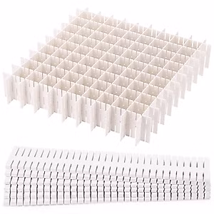 acDesign 40Pcs Grid Drawer Dividers, Adjustable Drawer Organizer for Socks, Underwear, Lingerie, Makeup, Bedroom Office Kitchen Storage (White)