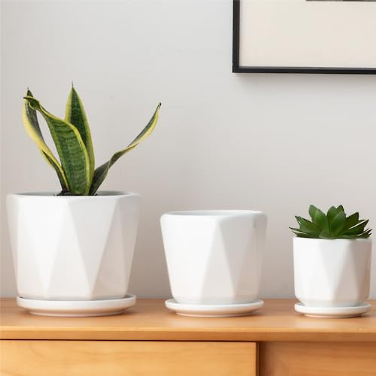 Modern Octagon Ceramic Plant Pots Set - Stylish Indoor & Outdoor Planters