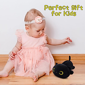 KOPHINYE Black Cat Plush Cat Stuffed Animal Toys, Cute Black Cat Plush Pillow Stuffed Cat Doll, 8inch Soft Black Cat Stuffed Animals Kawaii Home Decorations Birthday Gifts for Kids