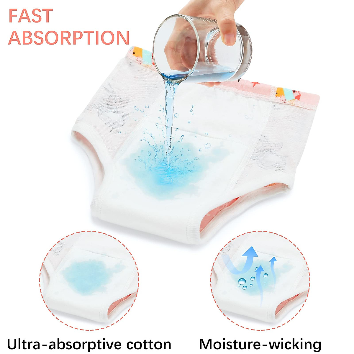 SYNPOS Reusable Baby Boys Girls Potty Training Pants 4 Pack Waterproof Breathable Underpants Cotton Soft Absorbent Training Underwear for Toddler Boys Girls 2T 3T 4T 5T