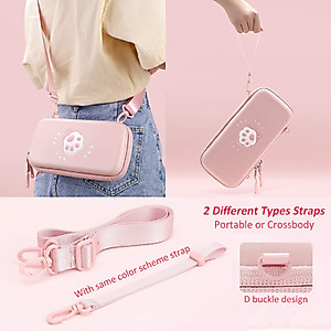 Carrying Case for Nintendo Switch & Switch OLED Portable Travel Bag - Cute Paw Ice Cream Ultra Slim Hard Protective Storage Cover Accessories - with 8 Game Cards Slot & Removable Strap & 4 Thumb Grip