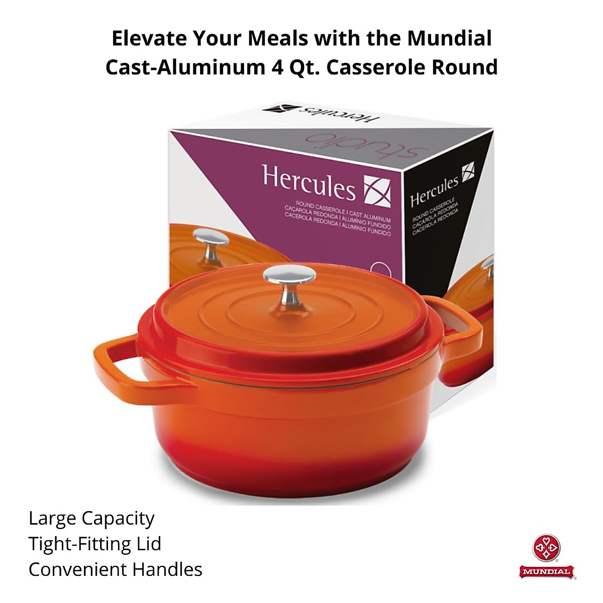 Hercules PA9000-31L Oval Casserole Dutch Oven 6 qts Cast Aluminum with Induction Stove Plate