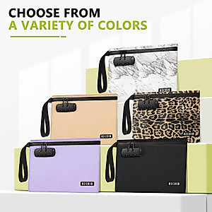 OZCHIN Smell Proof Bag with Combination Lock 10 X 7 inchs Locking Bag PU Leather Waterproof Lockable Case Great Gift Ideal