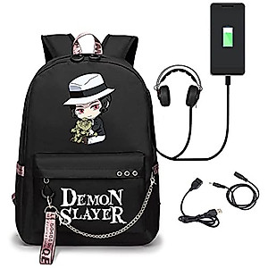 SodaMeow Demon Backpack Anime Bag Kimetsu no Yaiba Nezuko Casual Backpack Slayer with USB Charging Port, Free Keychain (B-Muzan)