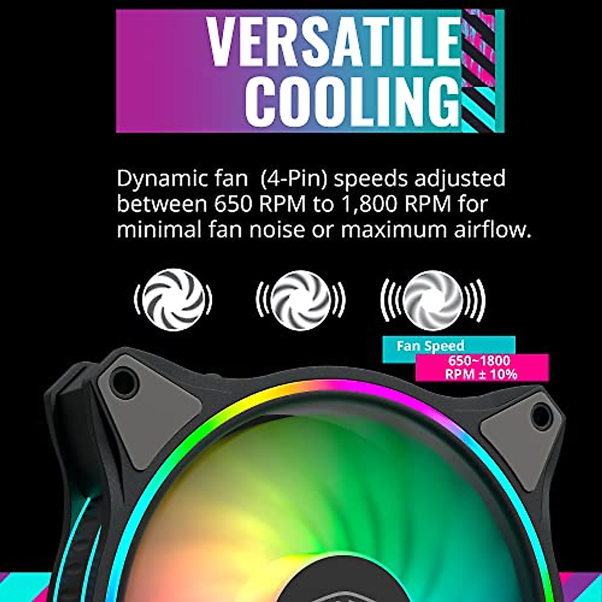Cooler Master MasterFan MF120 Halo 3n1Fans, Duo-Ring ARGB Customizable Lighting, 120mm PWM Static Pressure, ARGB Header Extender For PC Case, Liquid and Air Cooler (MFL-B2DN-18NPA-R1),Black