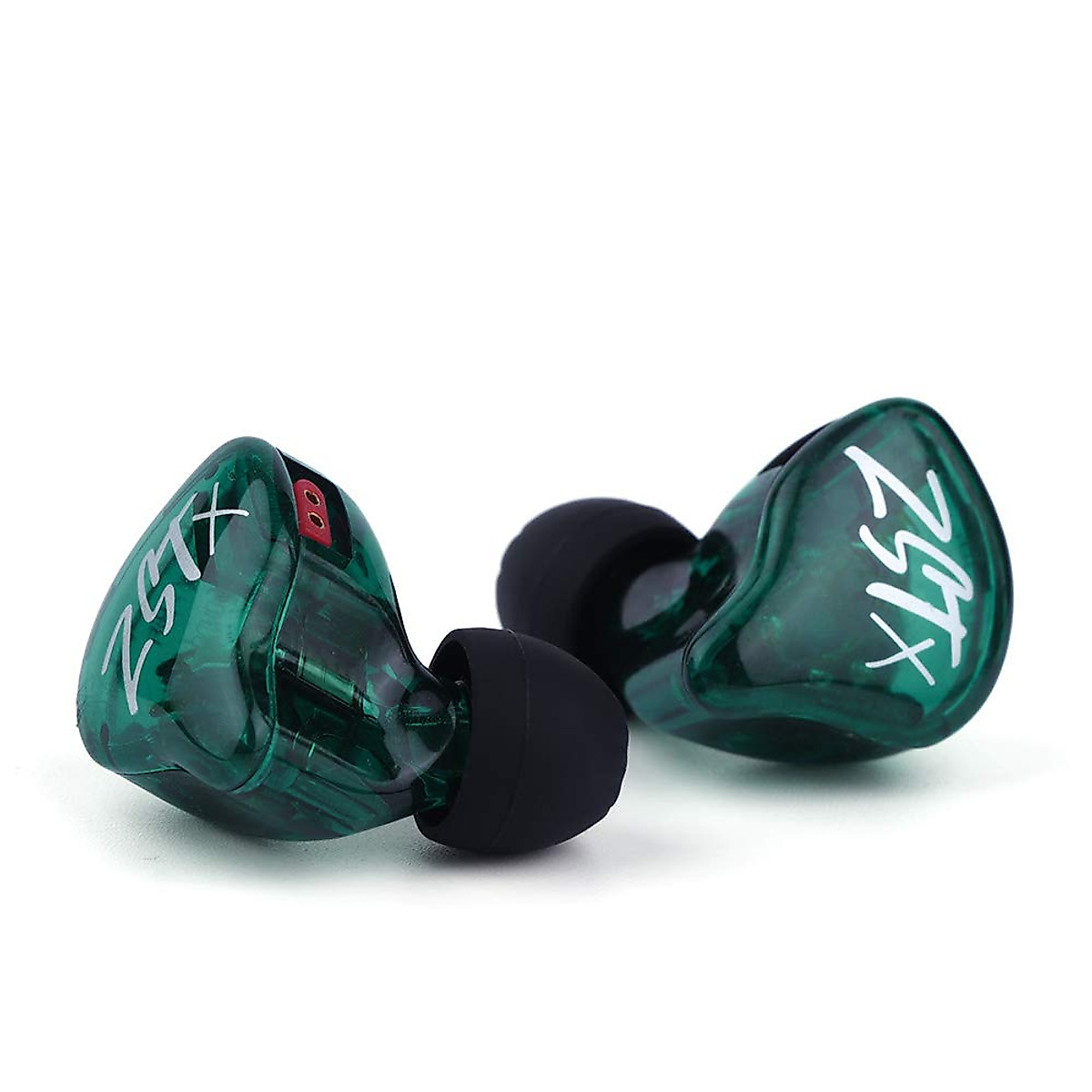 Linsoul KZ ZST X 1BA+1DD Hybrid Dual Driver HiFi in-Ear Earphones with Silver-Plated Detachable 2Pin Cable for Musicians Audiophile (with Mic, Green)