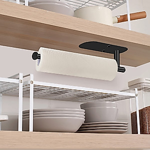 CERETIA Paper Towel Holder Under Cabinet for Kitchen, Self Adhesive or Drilling Paper Towel Holder Wall Mount, SUS304 Stainless Steel (Black)