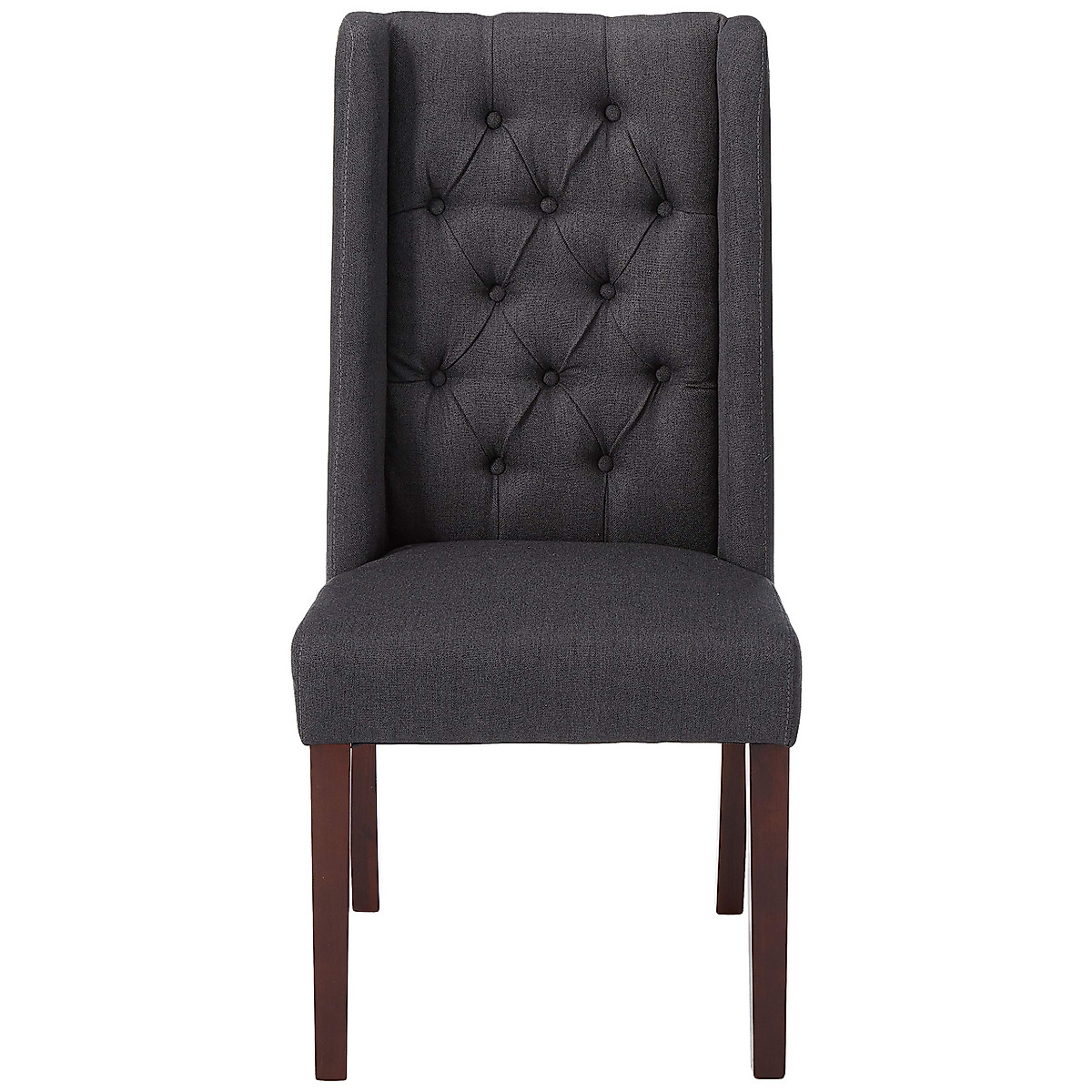 Christopher Knight Home Blythe Tufted Fabric Dining Chairs, 2-Pcs Set, Dark Charcoal / Brown