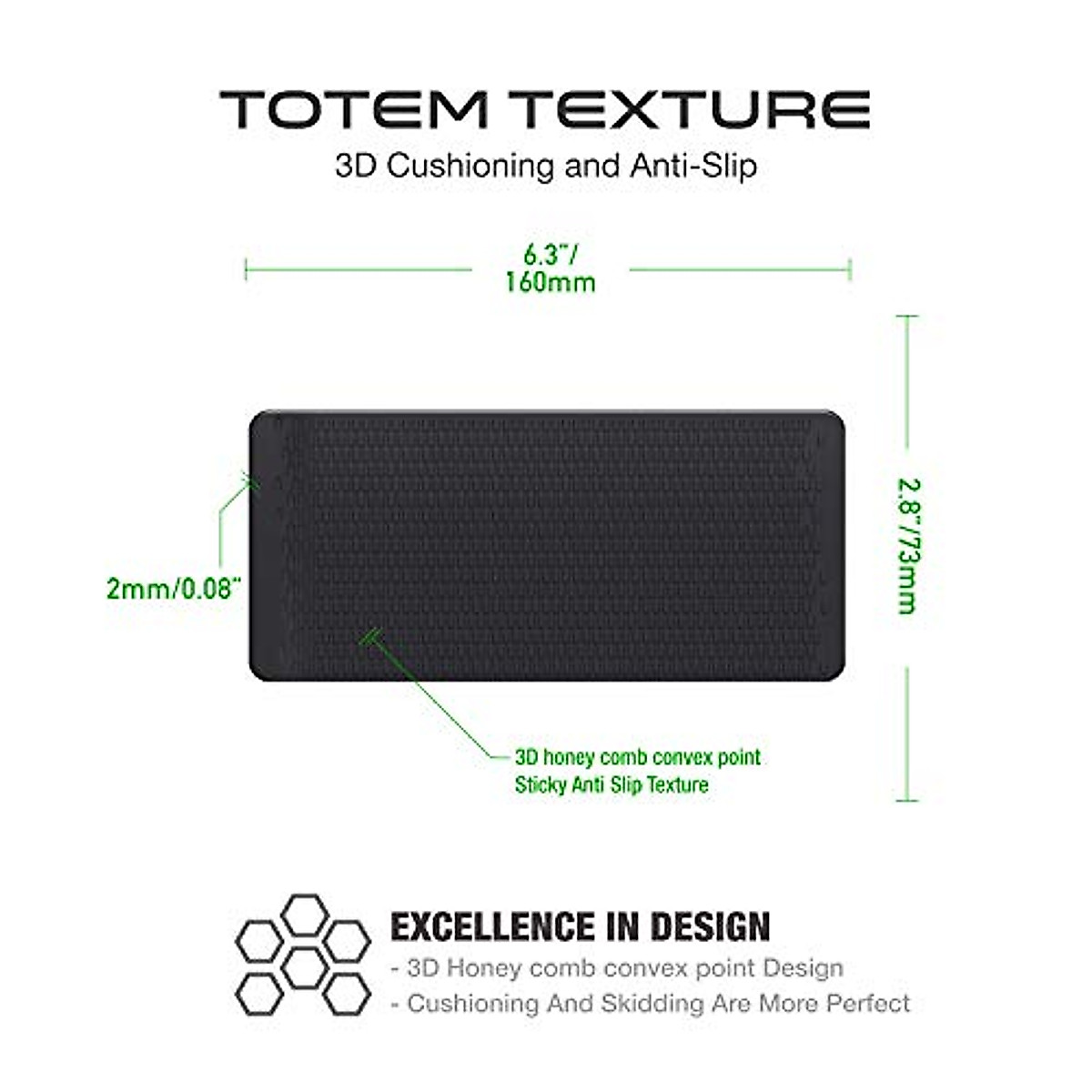 JIMISHA Anti Slip Pad Sticky Gripping Pad Sticky Gel Pad Multifunctional Fixate Gel Pads Non-Slip Mounting Pad Cell Pad, 6.3 x 2.8 inch (2 Pack)