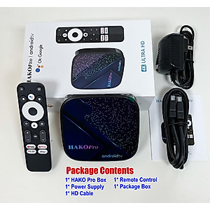 HAKO Pro Android 11 TV Box 4GB RAM 32B ROM Amlogic S905Y4-B 2.4G/5G Dual WiFi BT 5.0, AV1, H.265, VP9, HDR 10+, Supports Netflix, Prime Video 4K HDR Box