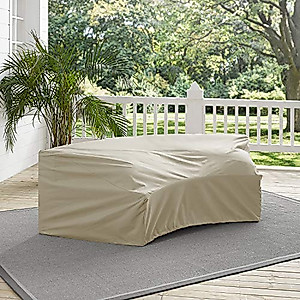 Crosley Furniture Patio Furniture Covers, Waterproof Outdoor Sectional Cover for Half-Moon Sofa, Tan