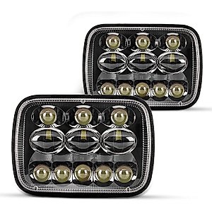 KAX 7x6 5x7 Led Headlights 300% Brighter Upgraded Led Sealed Beam Headlamps with High Low Beam H6054 6054 Led Headlights Replacement for YJ Cherokee XJ Savana Truck with H4 Adapters 2Pcs