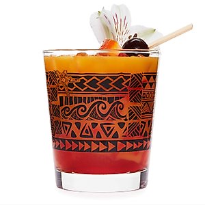Libbey Tiki Kahiko Rocks Glass, Black, 13-ounce, Set of 4