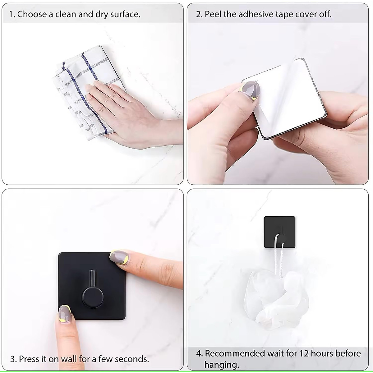 Generic 4 Packs Adhesive Towel Hooks Wall Hooks for Bathroom, Kitchen, Adhesive, No Drill, Stainless Steel,, Gold, BSM0129