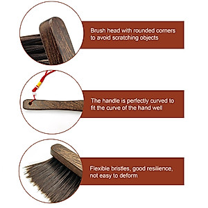 Hand Broom Cleaning Brush, Dusting Brush for Cleaning, Wood Block Hand Brush, Soft Bristle Cleaning Brush for Car Bed Furniture Clothes Garden Couch Draft Wooden Handle with a Nice Lanyard
