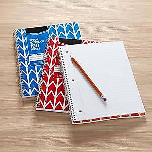 Amazon Basics College Ruled Wirebound Spiral Notebook, 100 Sheet - 5-Pack, Assorted Lattice Pattern Colors