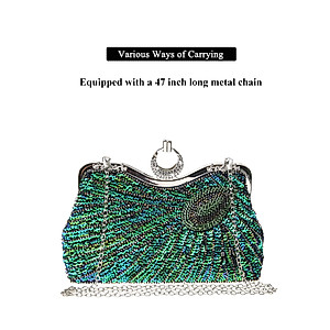 GUOZI Women's Vintage Beaded Sequin Peacock Clutch Purse Handmade Crossbody Evening Bag Handbag For Wedding Party Prom