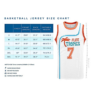 Flint Tropics Jackie Moon #33 Coffee Black #7 Semi Pro 90s Hip Hop Clothes for Party Men Basketball Jersey Green White (7 White, Large)