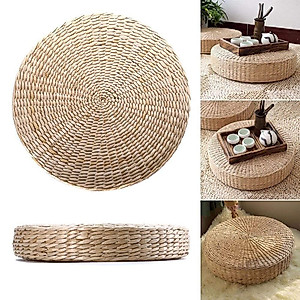 ZTGD Seat Cushion, Rattan Anti-Skidding Handmade Round Straw Weave Pillow Breathable Floor Yoga Zen Chair Seat Mat Cushion Pad