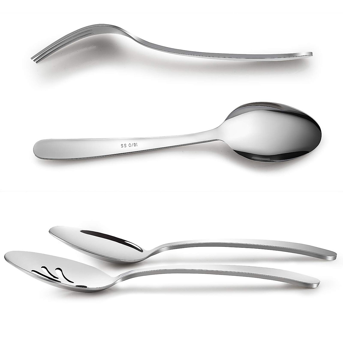 5-Piece Silverware Serving Utensils, HaWare Durable Stainless Steel Serving Spoon Fork, Mirror Polished and Dishwasher Safe
