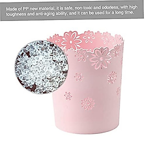 Round Trash Can Plastic Hollow Waste Paper Bin Flower Lace Rubbish Basket for Office Plastic Trash Can, Round Waste Bin, Rubbish Bin for Kitchen, Hollow Rubbish Basket, Flower Lace Garbage Can